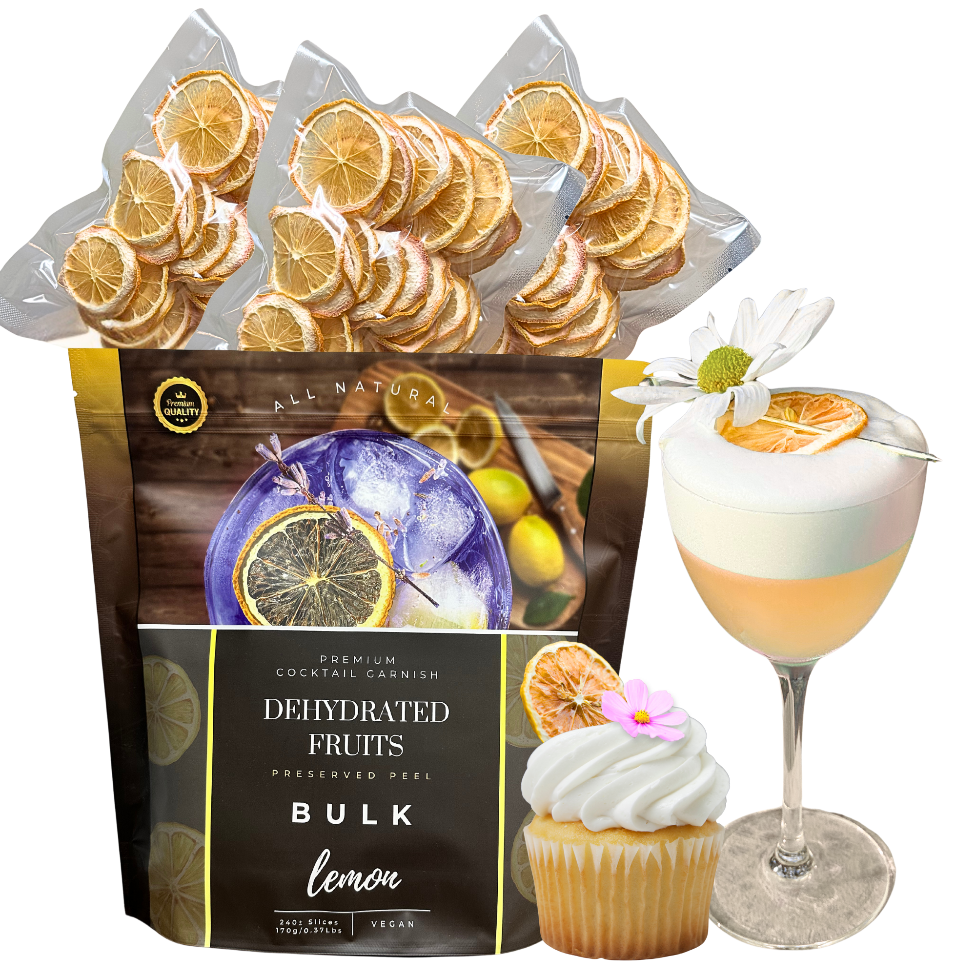 Dried Lemon Slices | BULK SIZE | 240± Slices | Preserved Peel Premium ...
